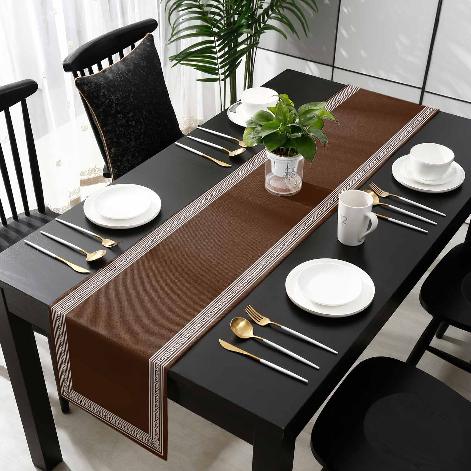 Coffee Brown Greek Key Table Runner 90 Inches Long - Geometric Greece ...