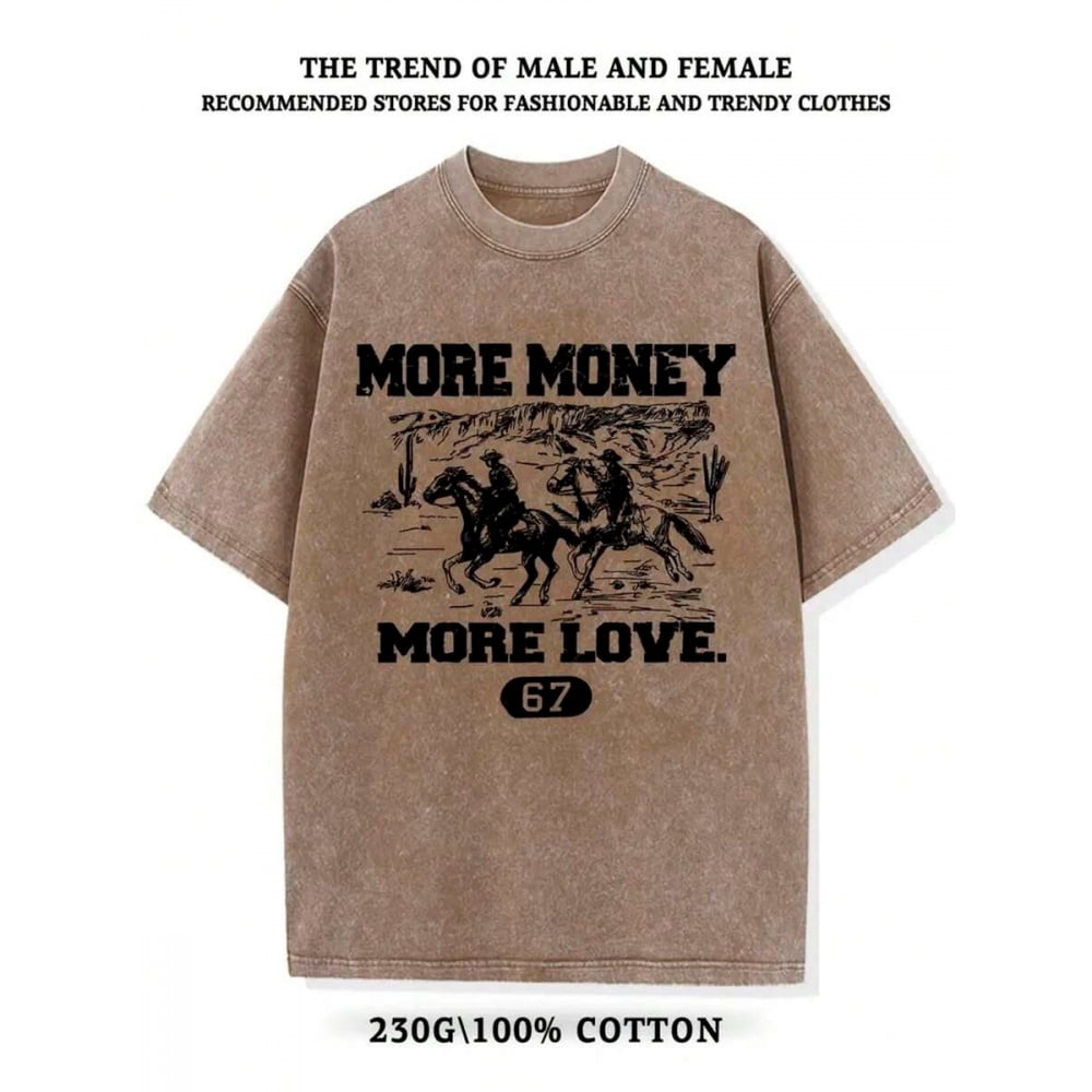Coffee Brown Oversized Graphic T-Shirt, 230G 100% Cotton, Western Print ...