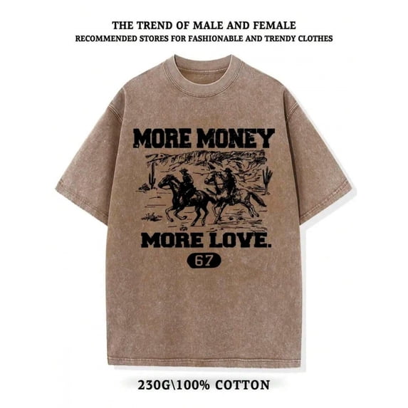 Coffee Brown Oversized Graphic T-Shirt, 230G 100% Cotton, Western Print ...