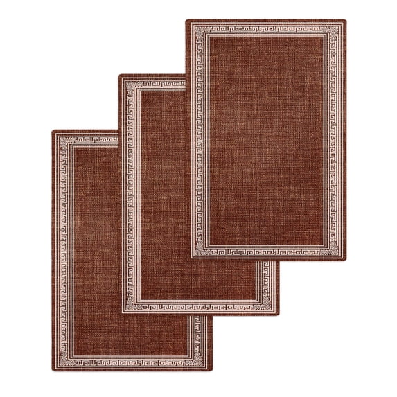 Coffee Brown Retro Greek Key Kitchen Dish Towels for Drying Dishes Set ...