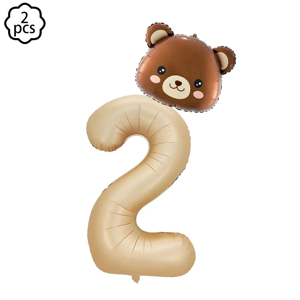 Coffee Brown Teddy Bear Balloon Number Heart Balloon set kids girls ...