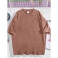 Coffee Brown Washed Oversized Drop Shoulder Short Sleeve T-Shirt ...