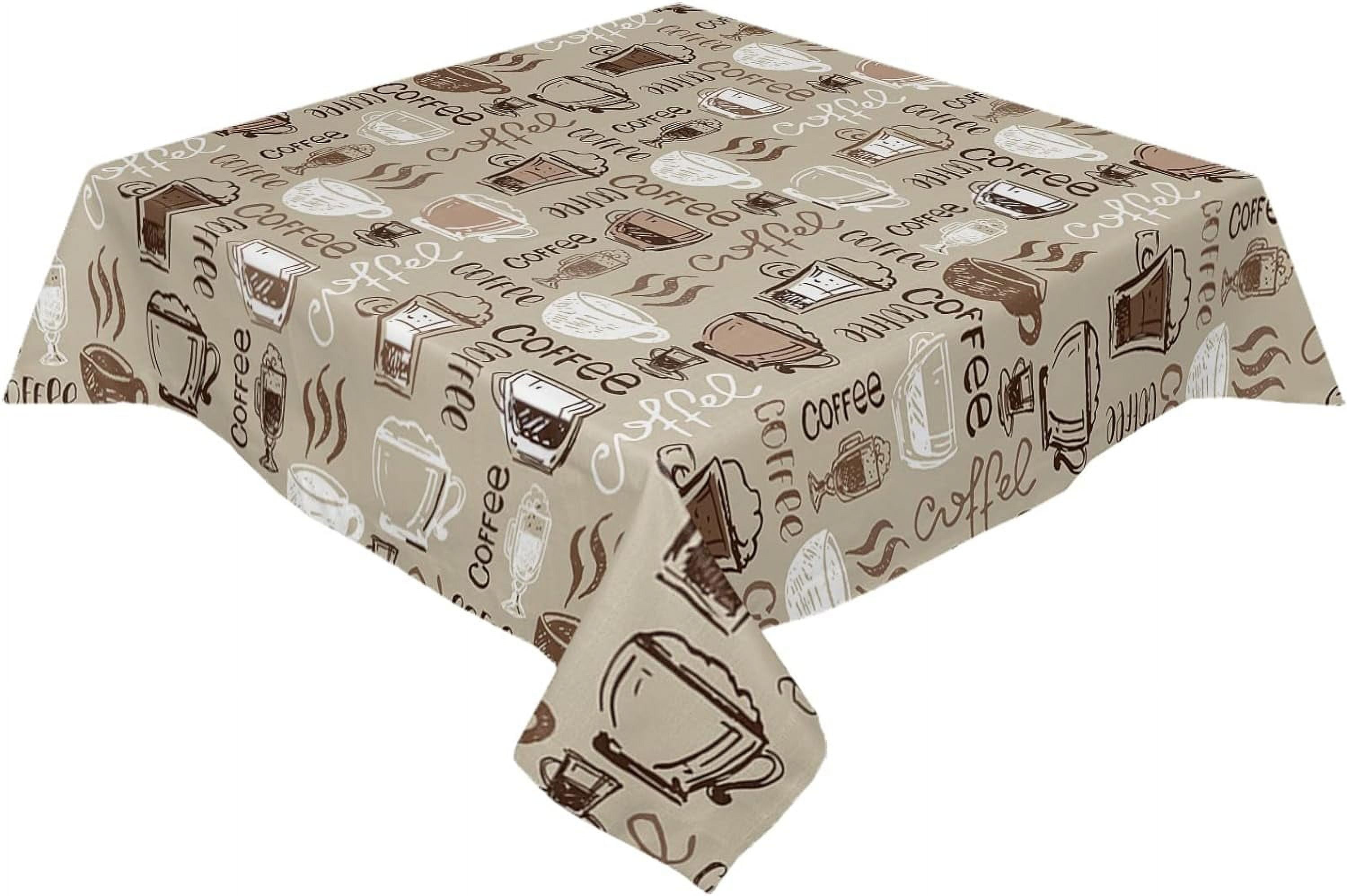 Coffee Café Tablecloth Waterproof for Round/Rectangle/Oval/Square ...