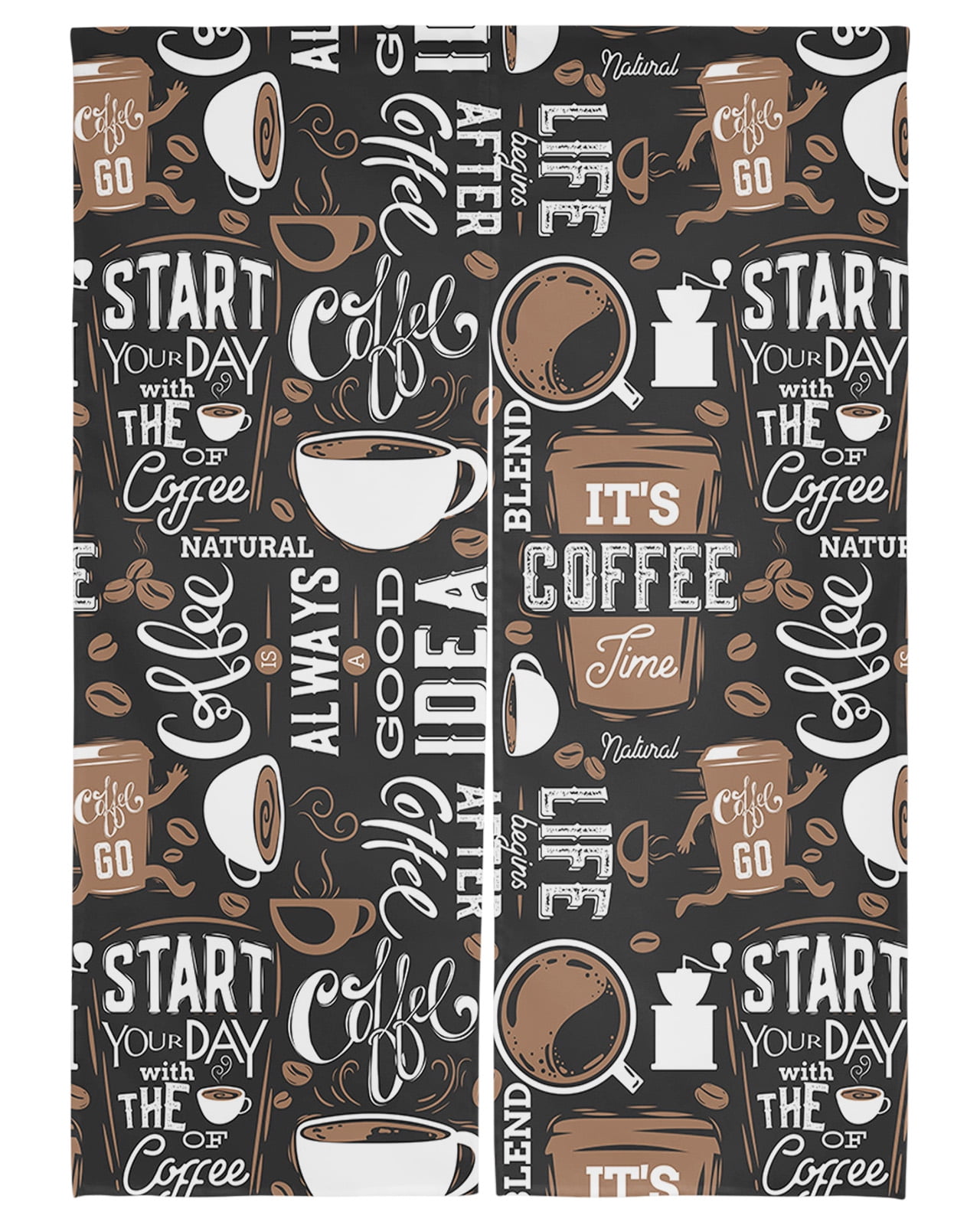 Coffee Cafe Door Curtain Doodle Teapot Cup Food Japanese Noren Curtains ...
