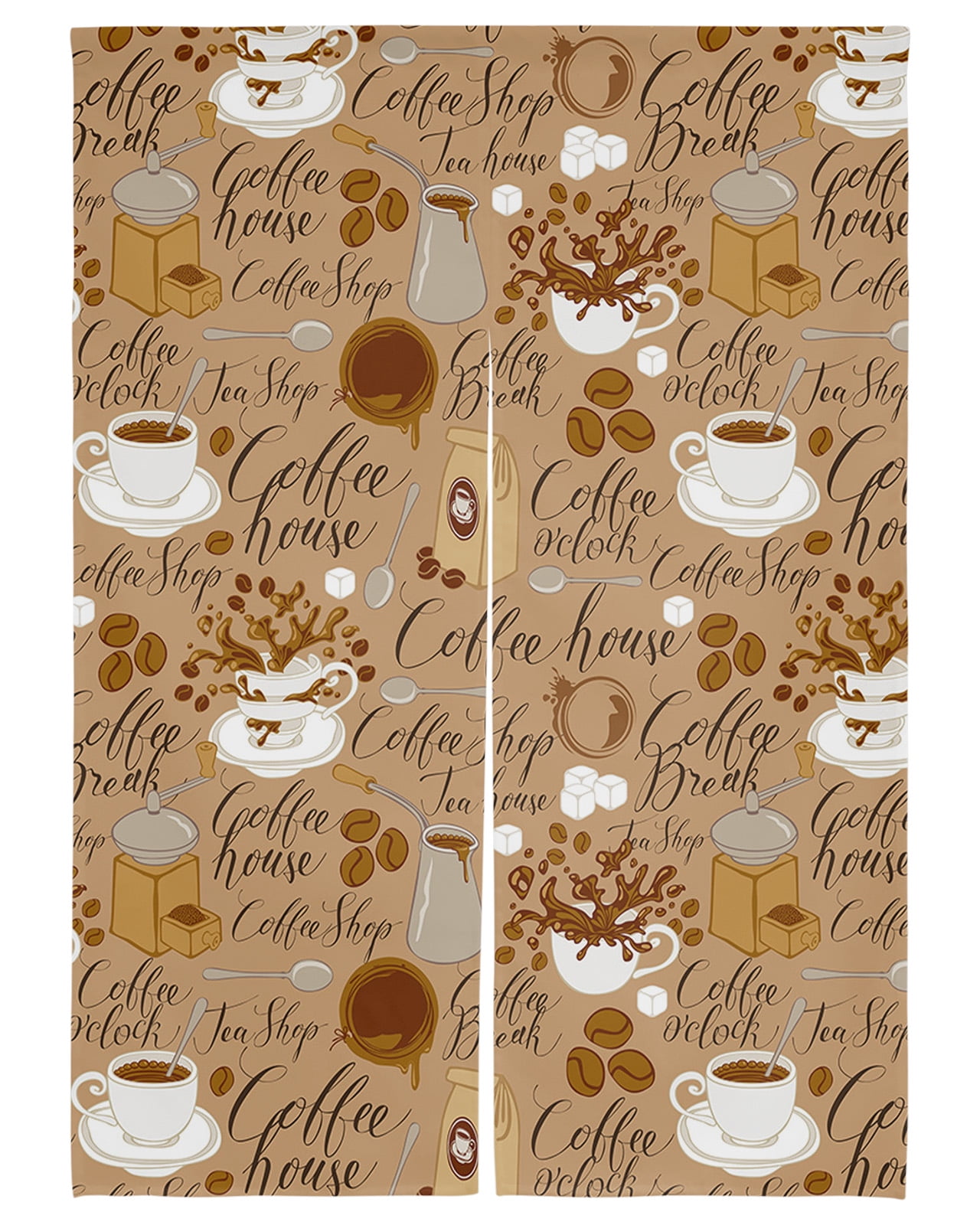 Coffee Cafe Door Curtain Doodle Teapot Cup Food Japanese Noren Curtains ...