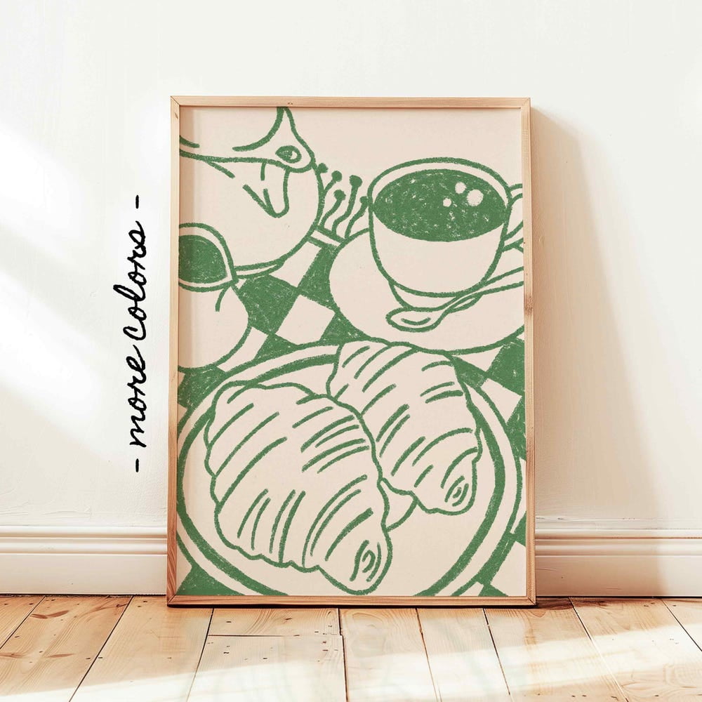 Coffee Cafe Print, Sage Green French Paris Poster, Retro Kitchen Wall ...