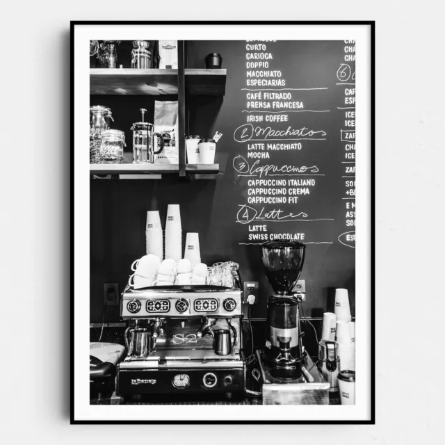 Coffee Cafe Shop Vintage Black And White Espresso Kitchen Wall Art ...