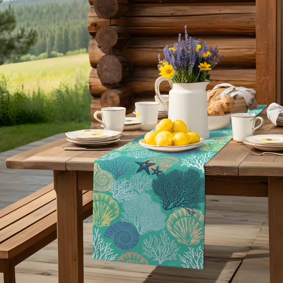 Coffee Cake Dessert Food Table Runner 13x70in Non-Slip Cotton Linen ...