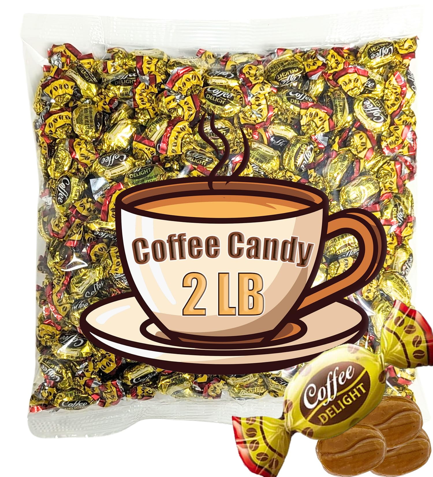 Coffee Candy Bulk - 2 LB Coffee Delight Hard Candy (210 pcs) Coffee ...
