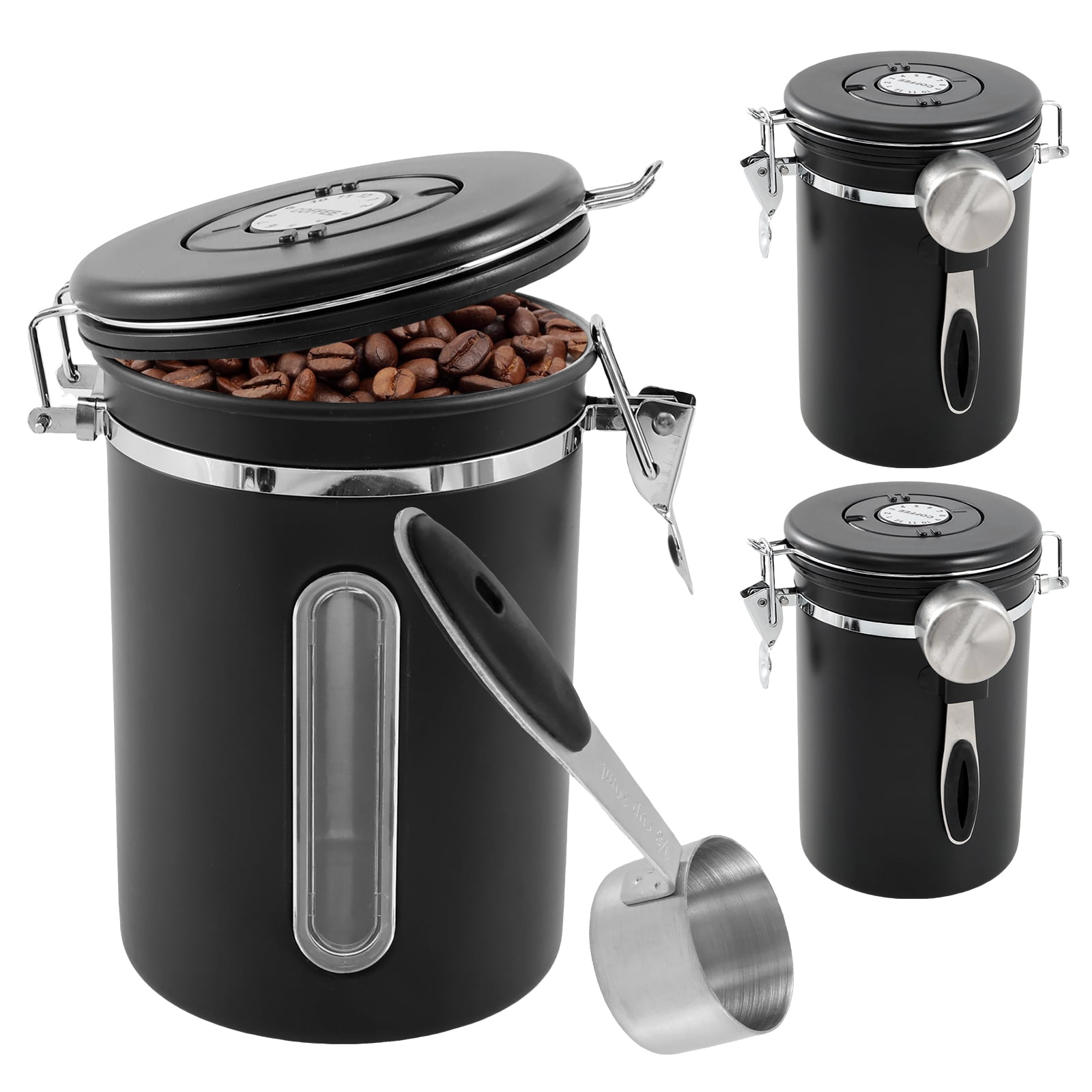 Coffee Canister 1.8L Stainless Steel Canisters Good Sealing Airtight ...