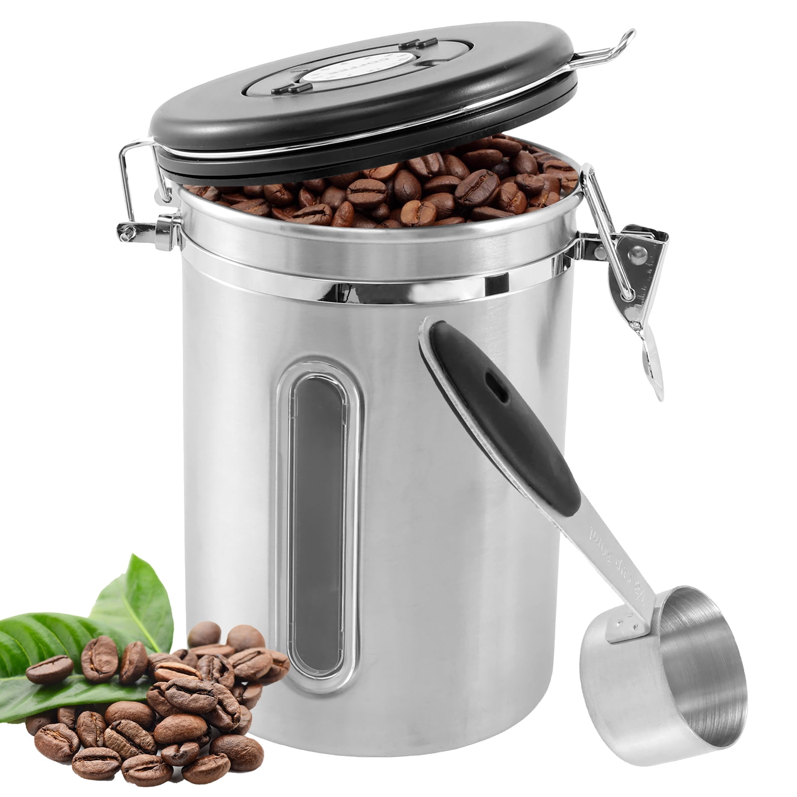 Coffee Canister 1.8L Stainless Steel Canisters Good Sealing Airtight ...