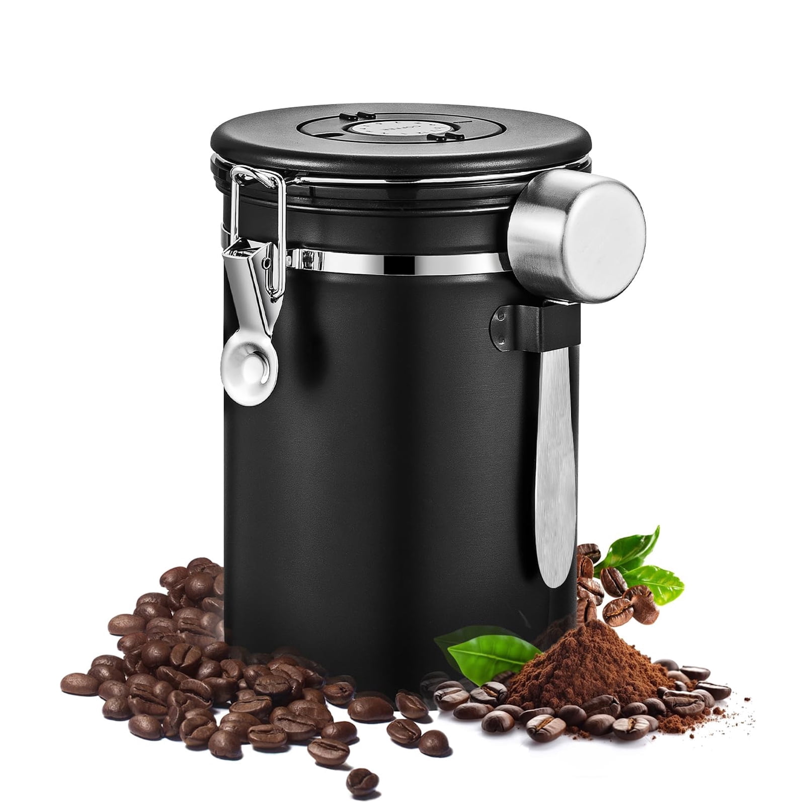 Stainless Steel Coffee Canister, 22oz Airtight Coffee Bean Storage ...