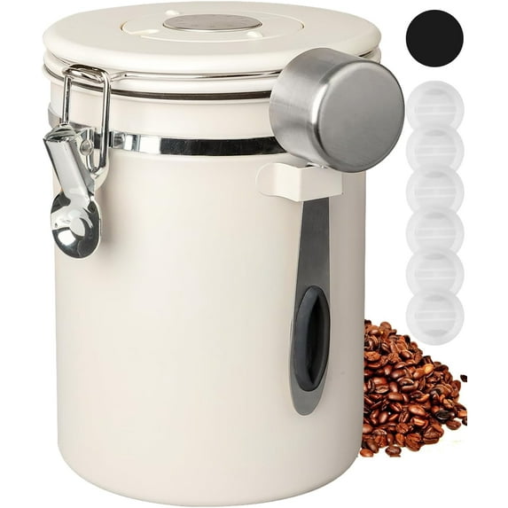 Coffee Canister with Airtight Lid, Stainless Steel Air Tight Lid ...