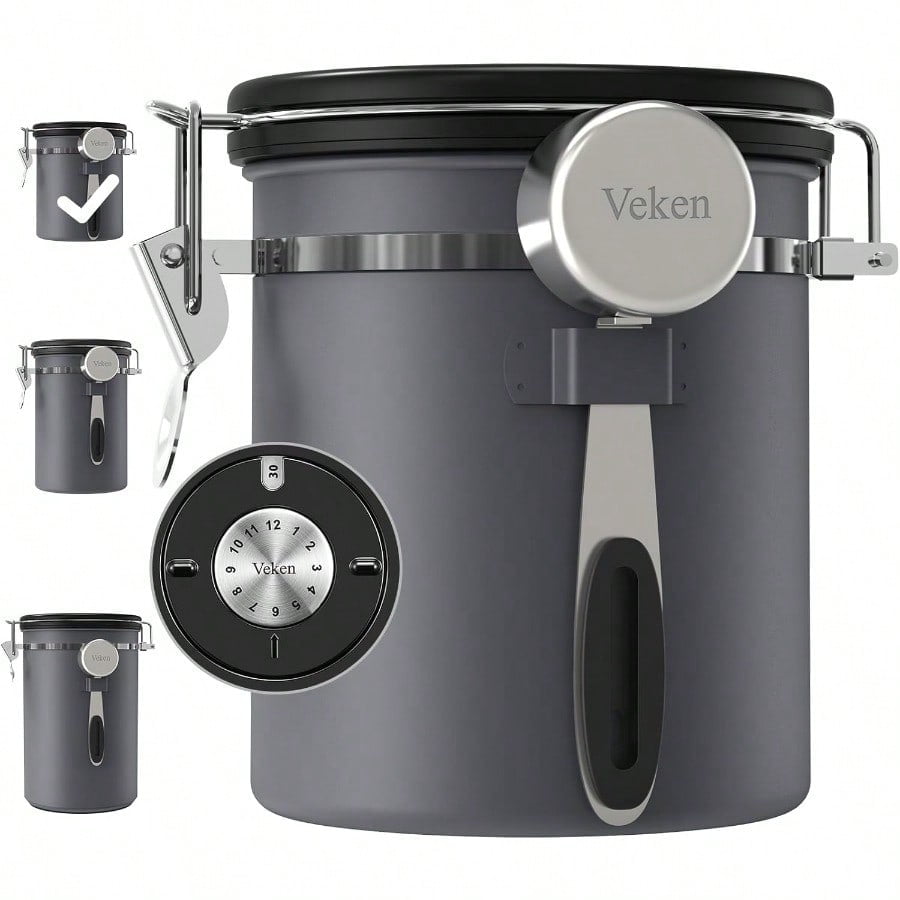 Coffee Canister Large Airtight Stainless Steel Food Storage Container ...
