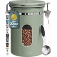 Coffee Canister with Window, Airtight Stainless Steel Kitchen Food ...