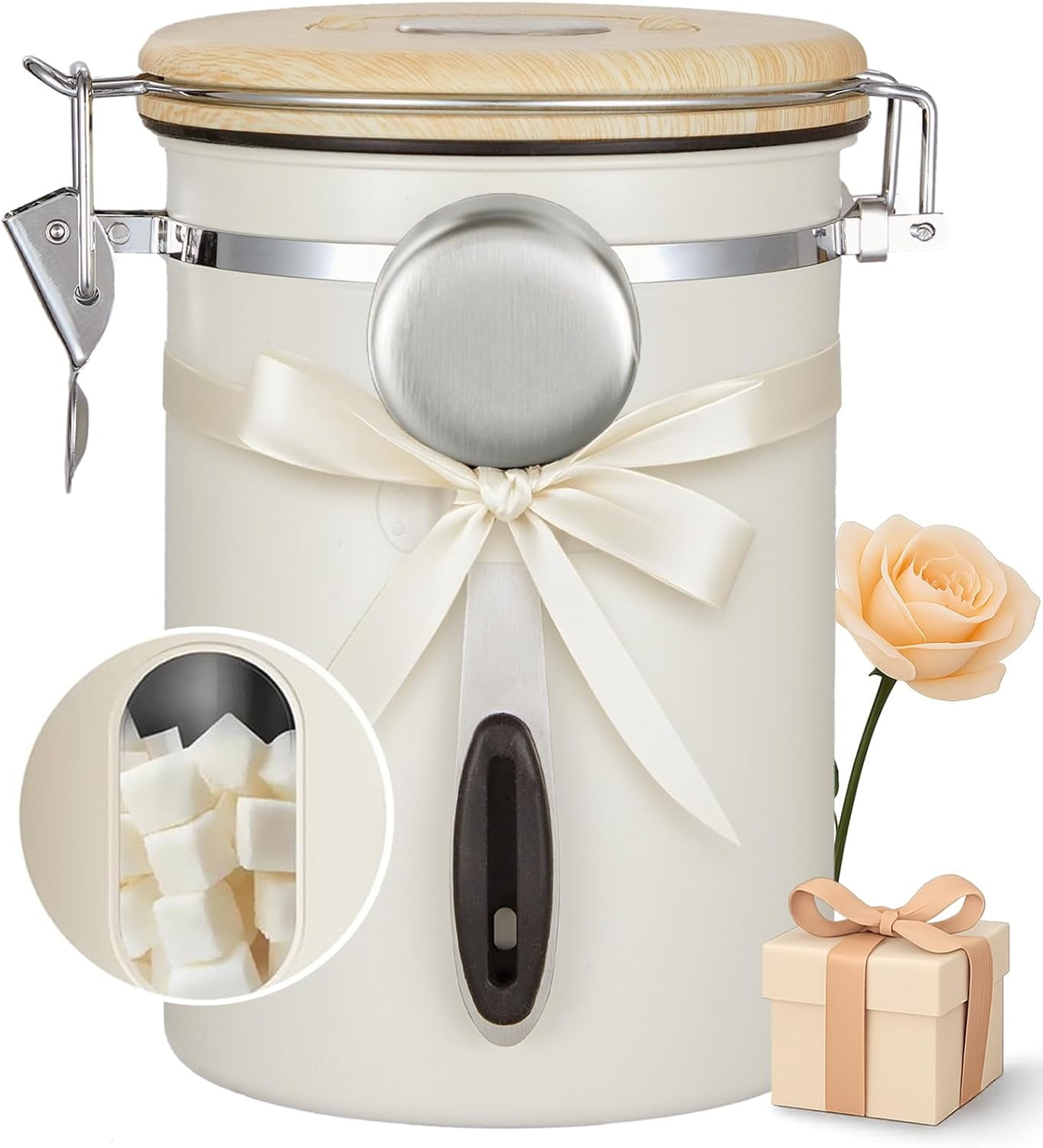Coffee Canister with Window, Coffee Lover Gift Set,Airtight Stainless ...