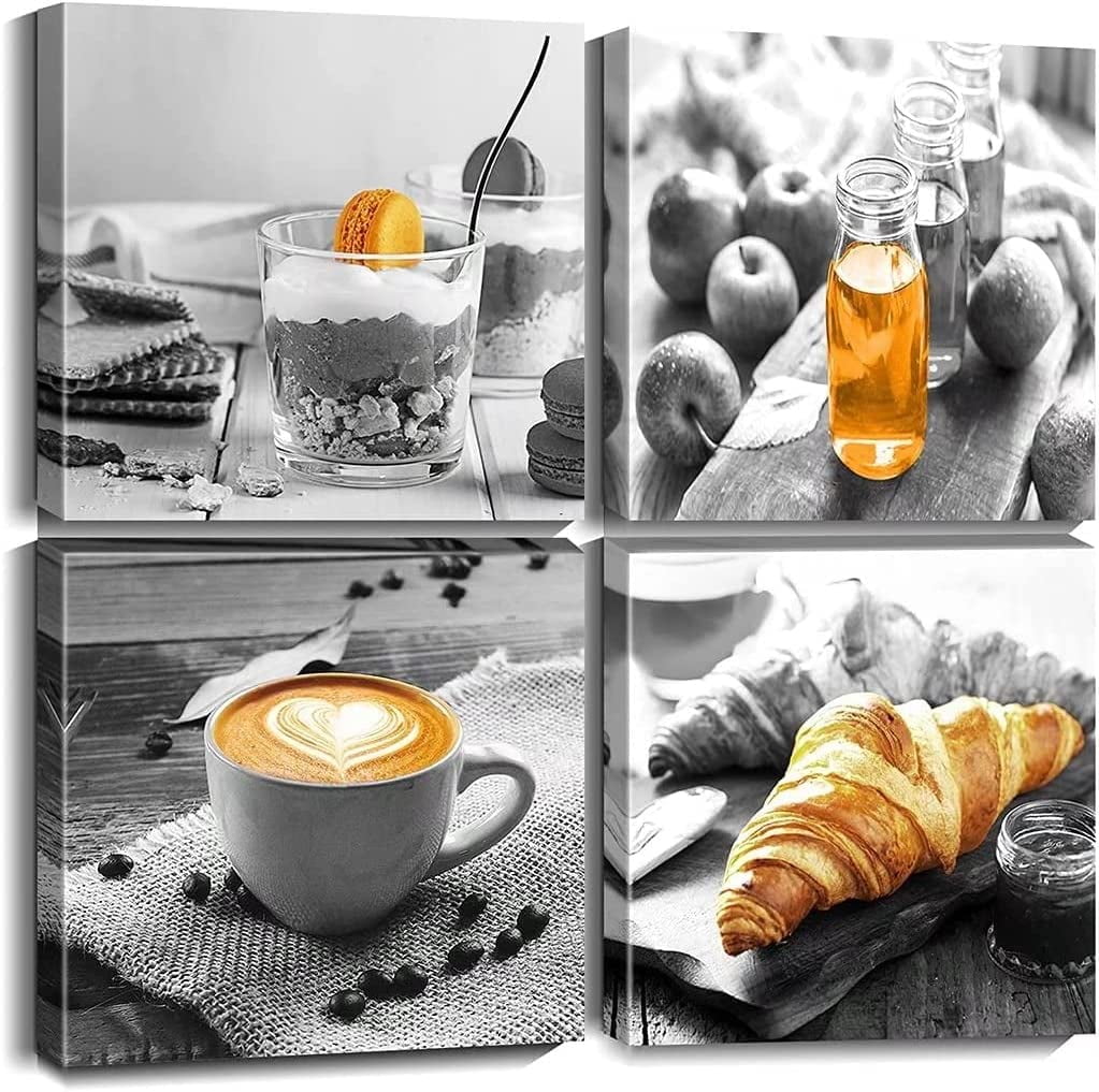Coffee Canvas Wall Art Bakery Decor Modern Black and White Food Canvas ...
