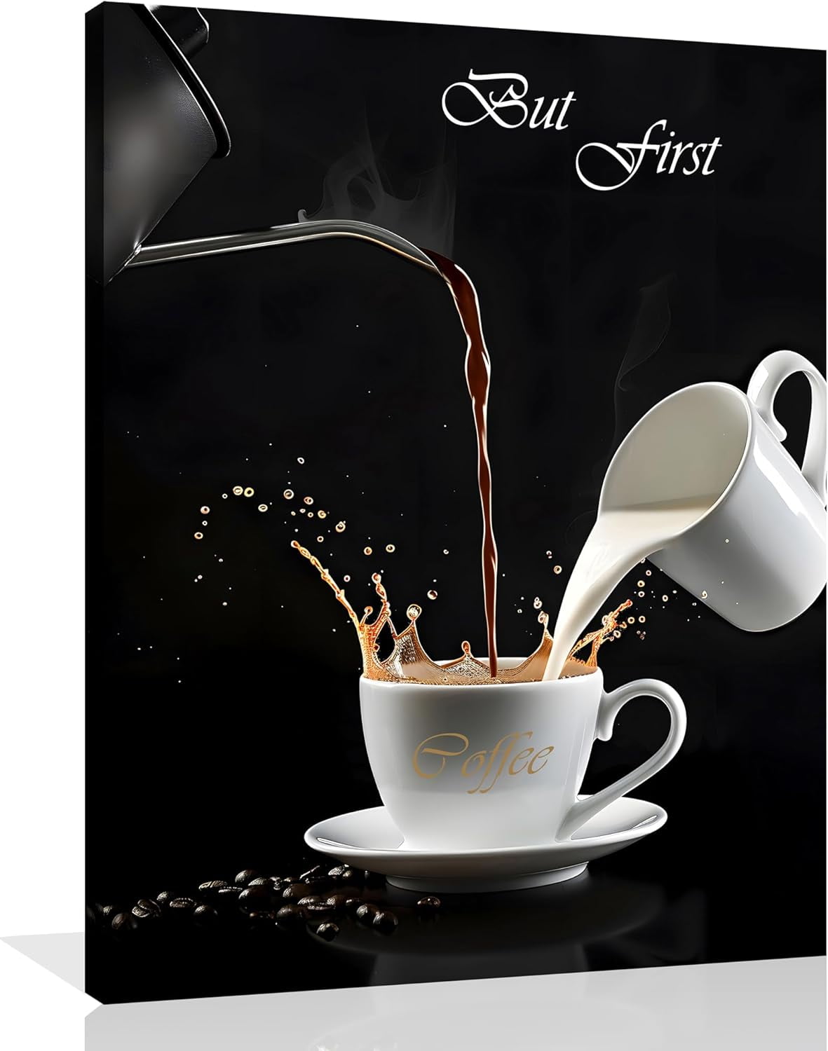 Coffee Canvas Wall Art Coffee Bar Wall Art But First Coffee Sign ...