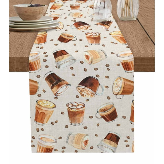 Coffee Cappuccino Latte Table Runners For Dining Room Tablecloth 4/6 ...