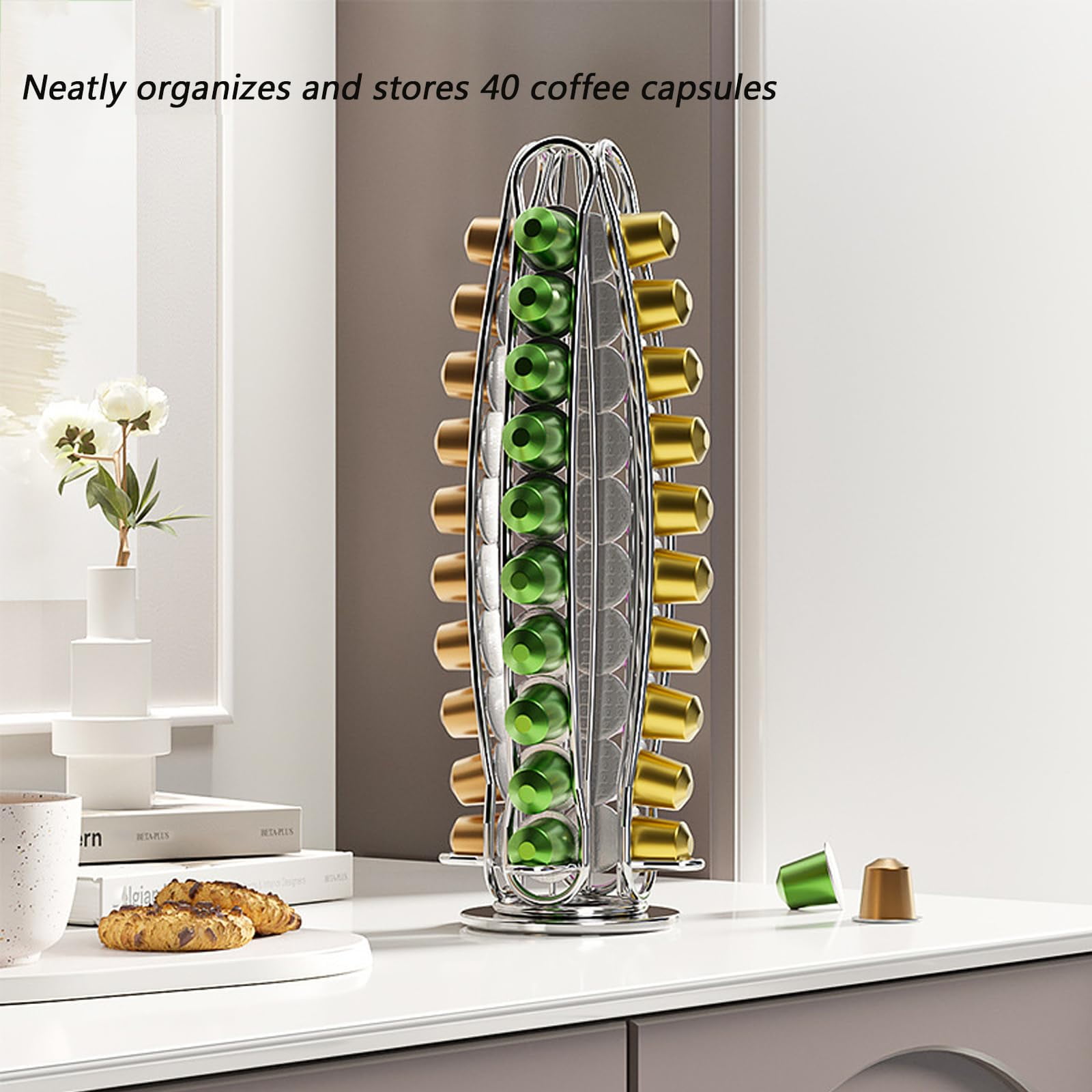 Coffee Capsule Holder - 40 Pod Capacity Rotatable Coffee Pod Stand ...