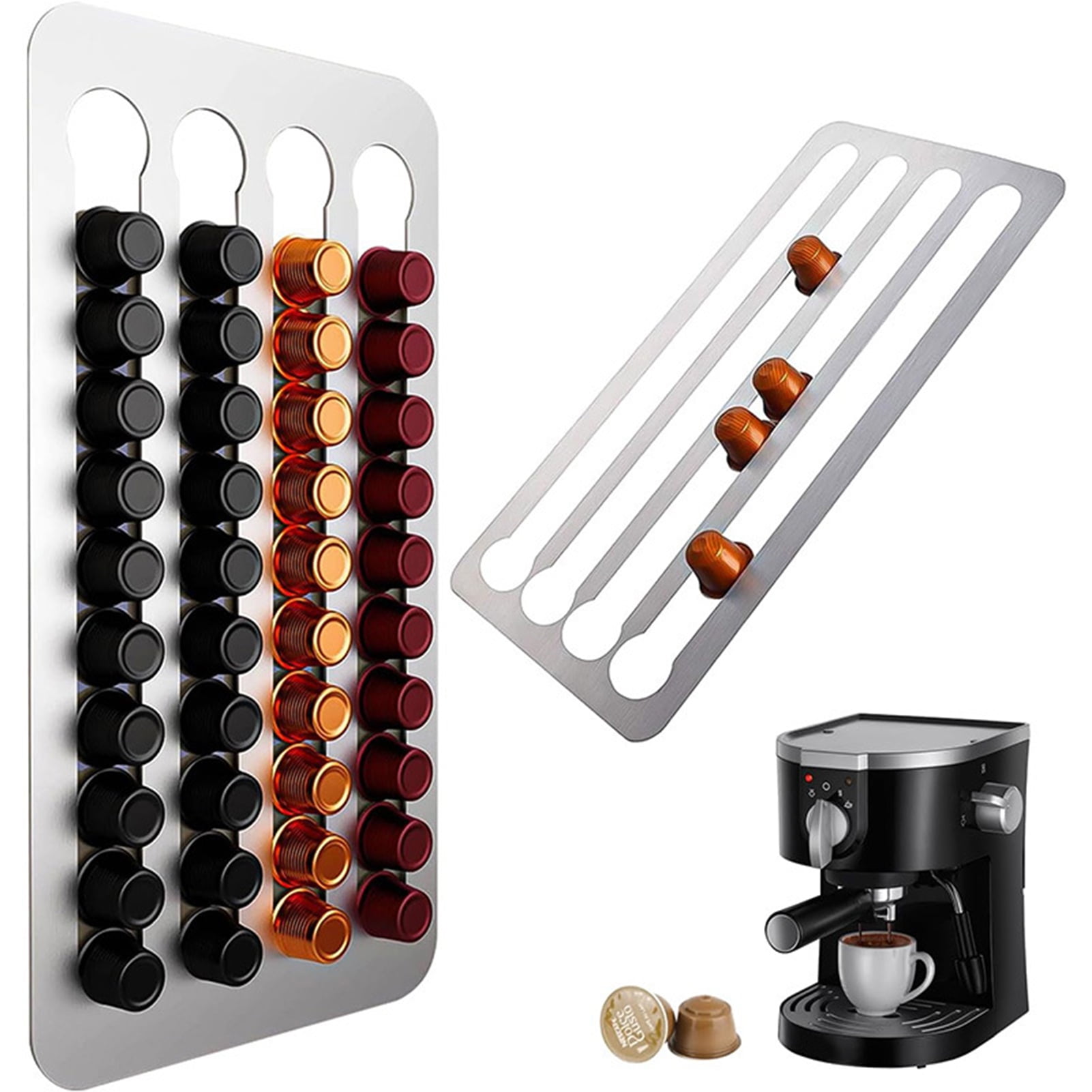 Coffee Capsule Storage Rack Holder Counter Stainless Steel Wall-mounted ...