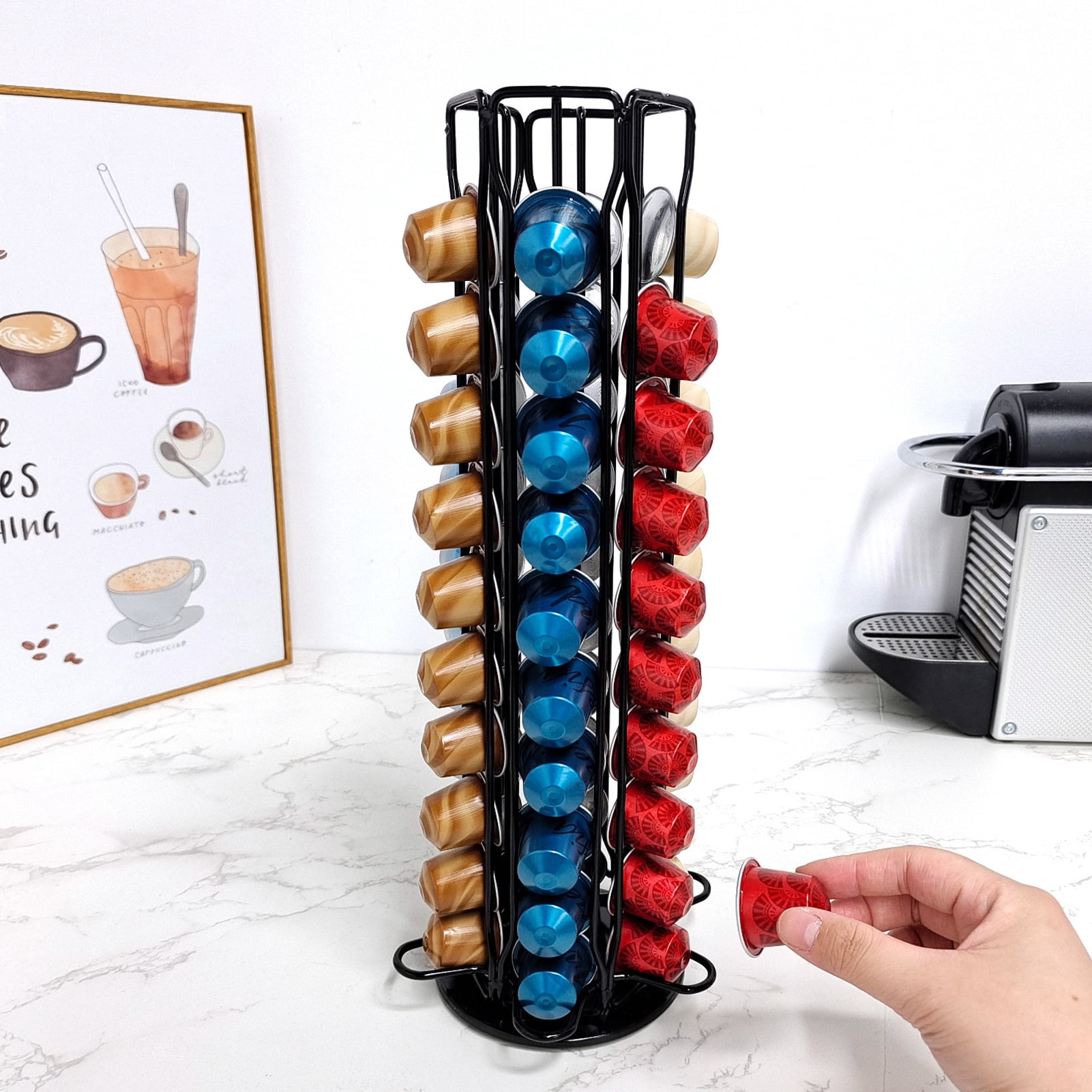 Coffee Capsule Tower, Compact Iron Rack Holds 60 Pods, Minimalist ...