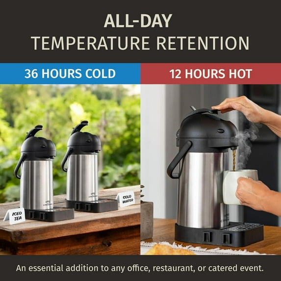 Coffee Carafe with Pump & Drip Tray - 74oz / 2.2L, 12 Hours, Thermal ...