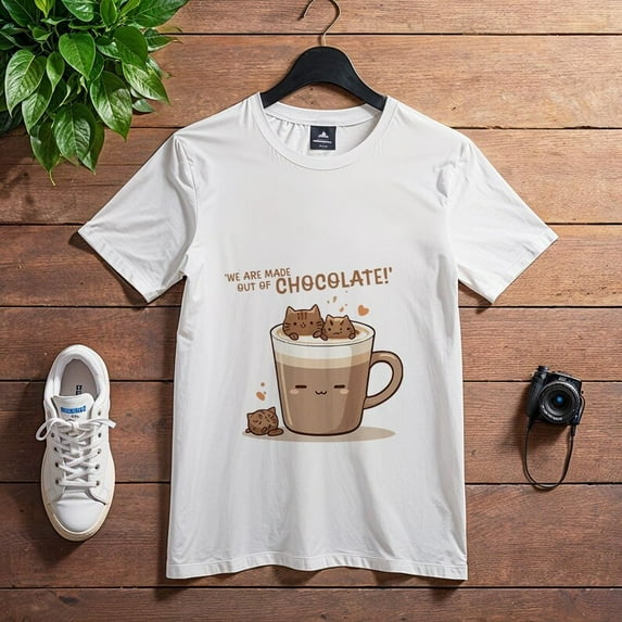 Coffee Cat Graphic T-Shirt, Cute Kawaii Cat Art Tee, Cat Lover Coffee ...