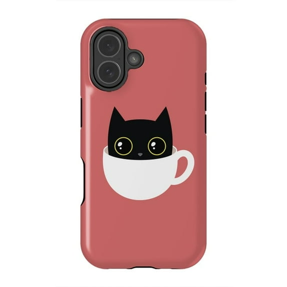 Coffee Cat Phone Case Compatible with iPhone 11 12 13 14 15 16 17 Pro ...