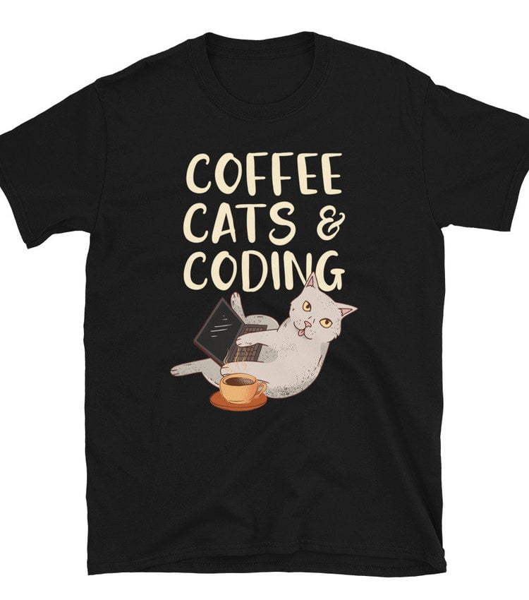 Coffee Cats and Coding Funny Programmer for Men and Women for Cat Lovers and Coders up to 5XL ...