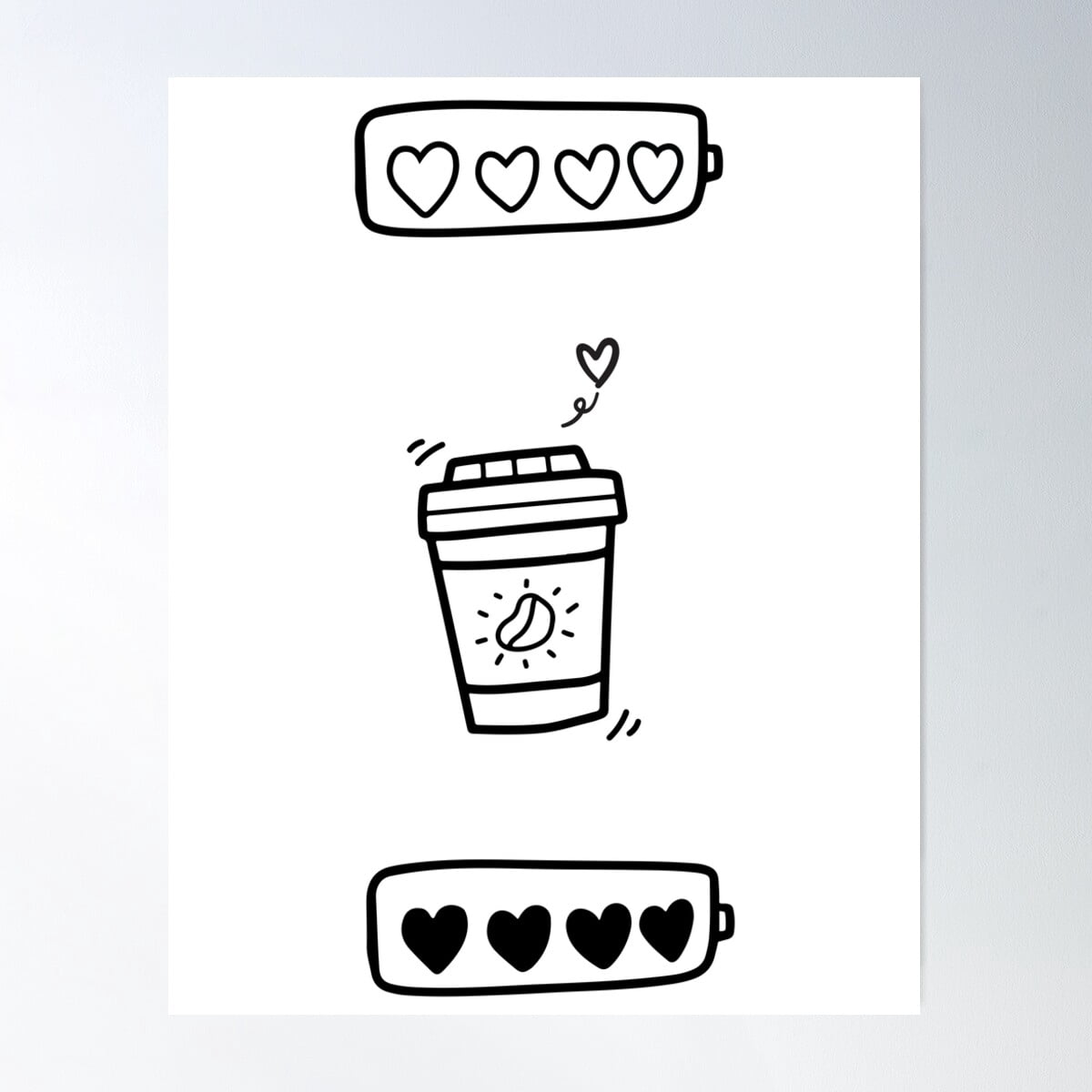 Coffee Charge With Love Poster Wall Art, Modern Wall Decor For Living ...