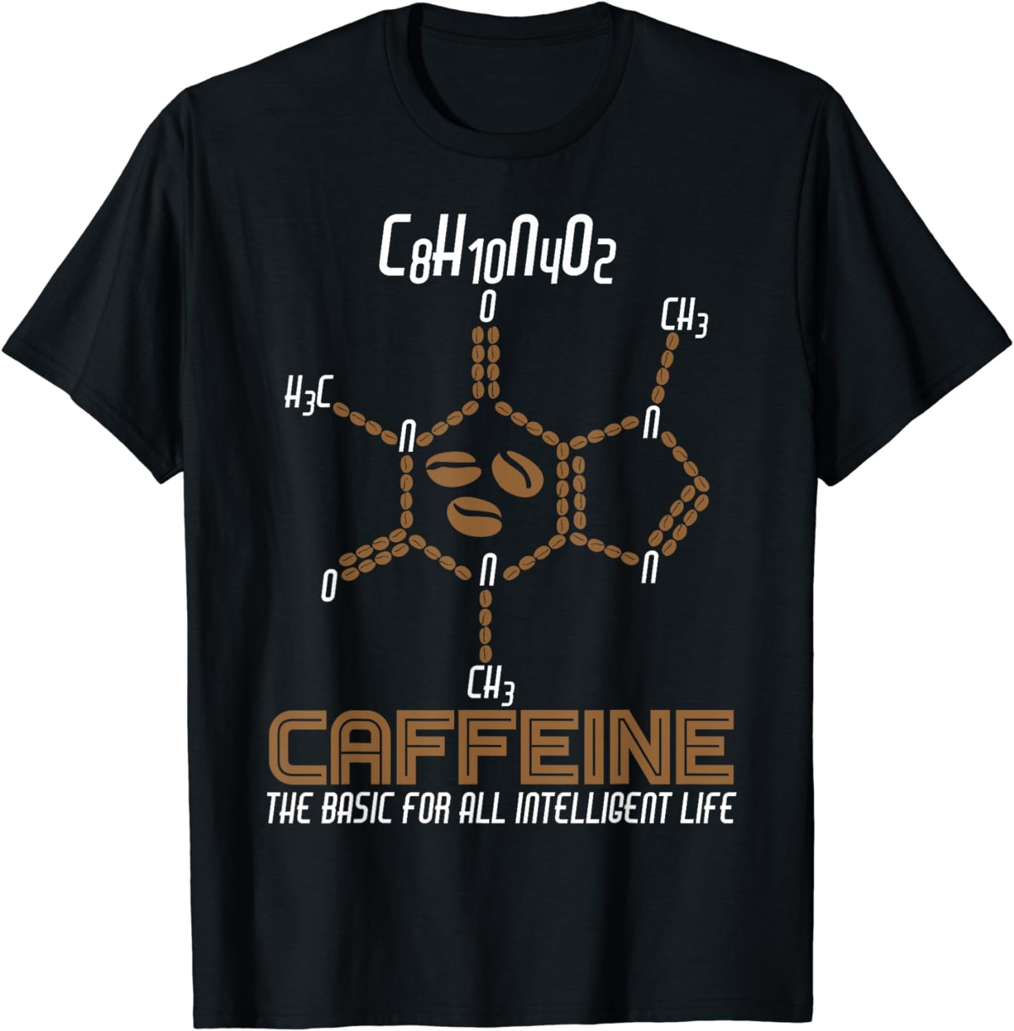 Coffee Chemical Structure Caffeine Molecule Chemistry Themed T-Shirt ...