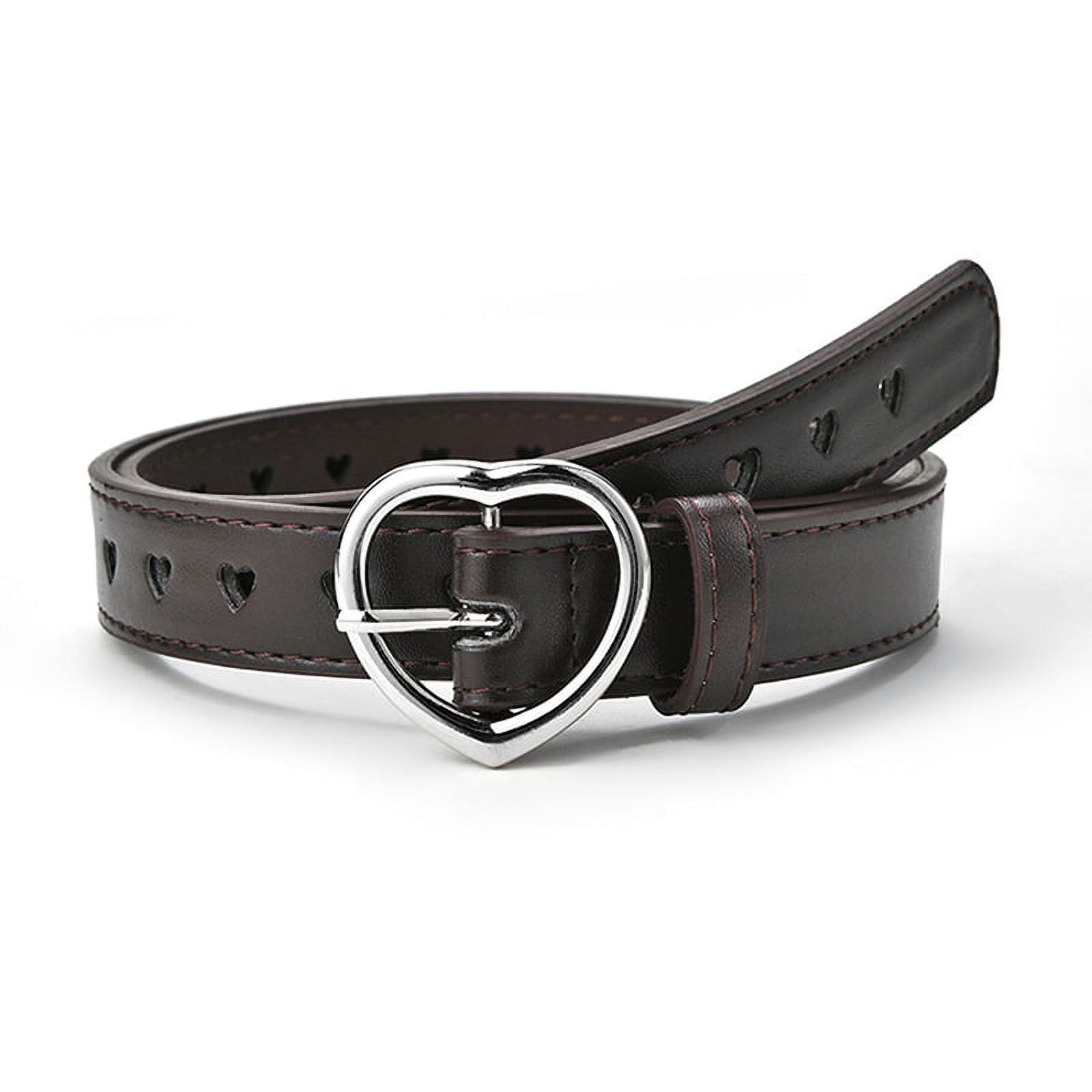 (Coffee) Children Faux Leather Belt Kids Cute Peach Heart Buckle Belts ...