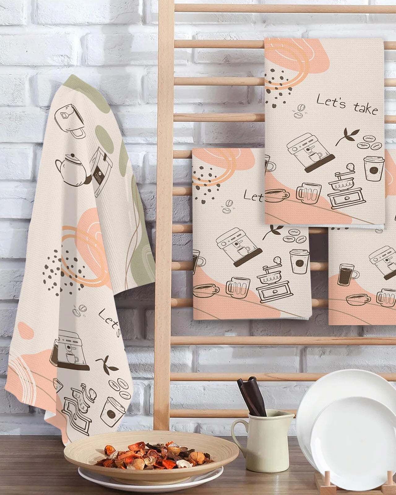 Coffee Chocolate Beans Minimalist Kitchen Cleaning Cloth Towel Waffle ...