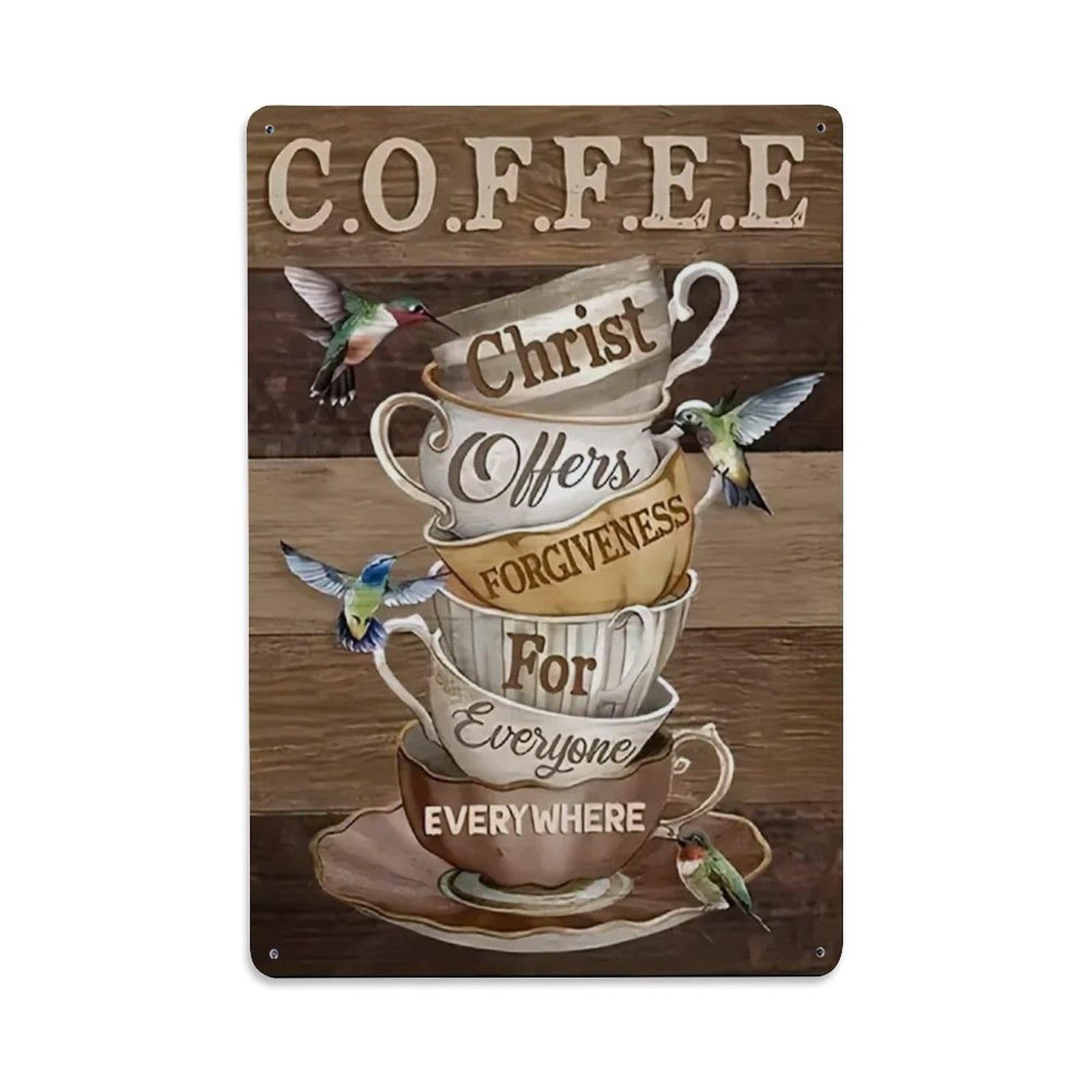 Coffee & Christ Offers Forgiveness Quote Tin Sign Vintage Metal Sign ...