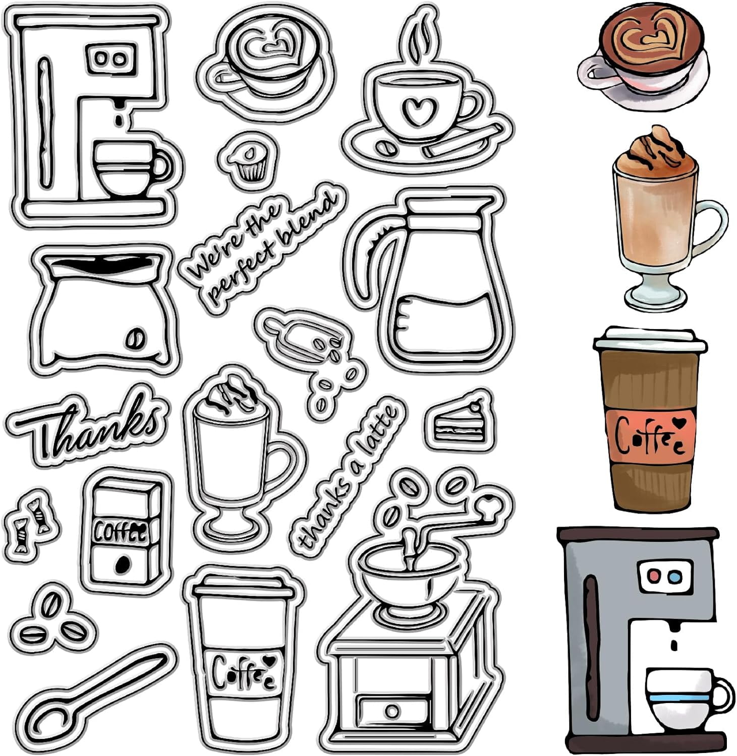 Coffee Clear Stamps Vintage Coffee Maker Text Reusable Background ...