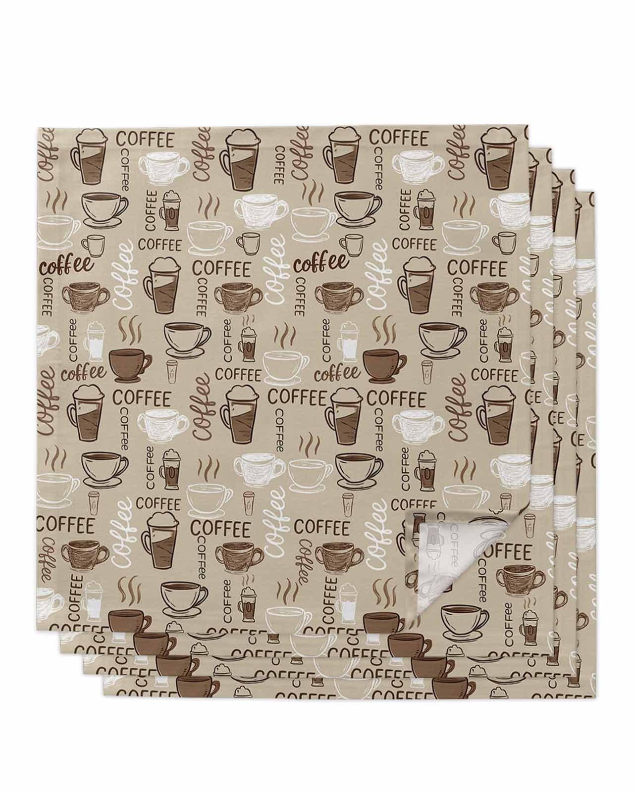 Coffee Cloth Napkins Set of 4 Reusable Dinner Napkins, Beige Farmhouse ...