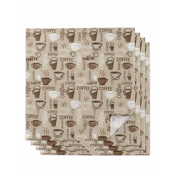 Coffee Cloth Napkins Set of 4 Reusable Dinner Napkins, Beige Farmhouse ...