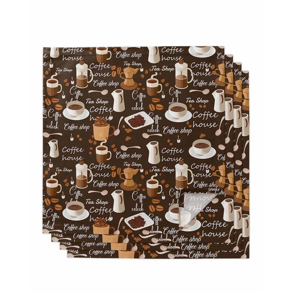 Coffee Cloth Napkins Set of 4 Reusable Dinner Napkins, Brown Retro ...