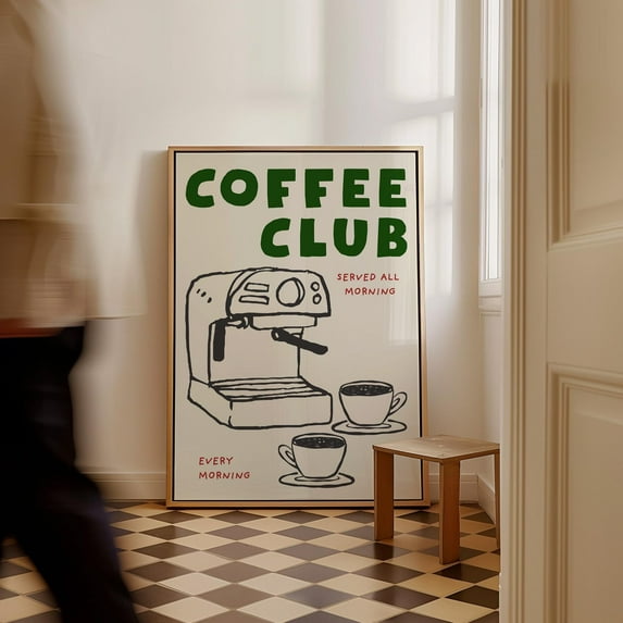 Coffee Club Art Print Kitchen Poster, Retro Kitchen Wall Art PRINT ...