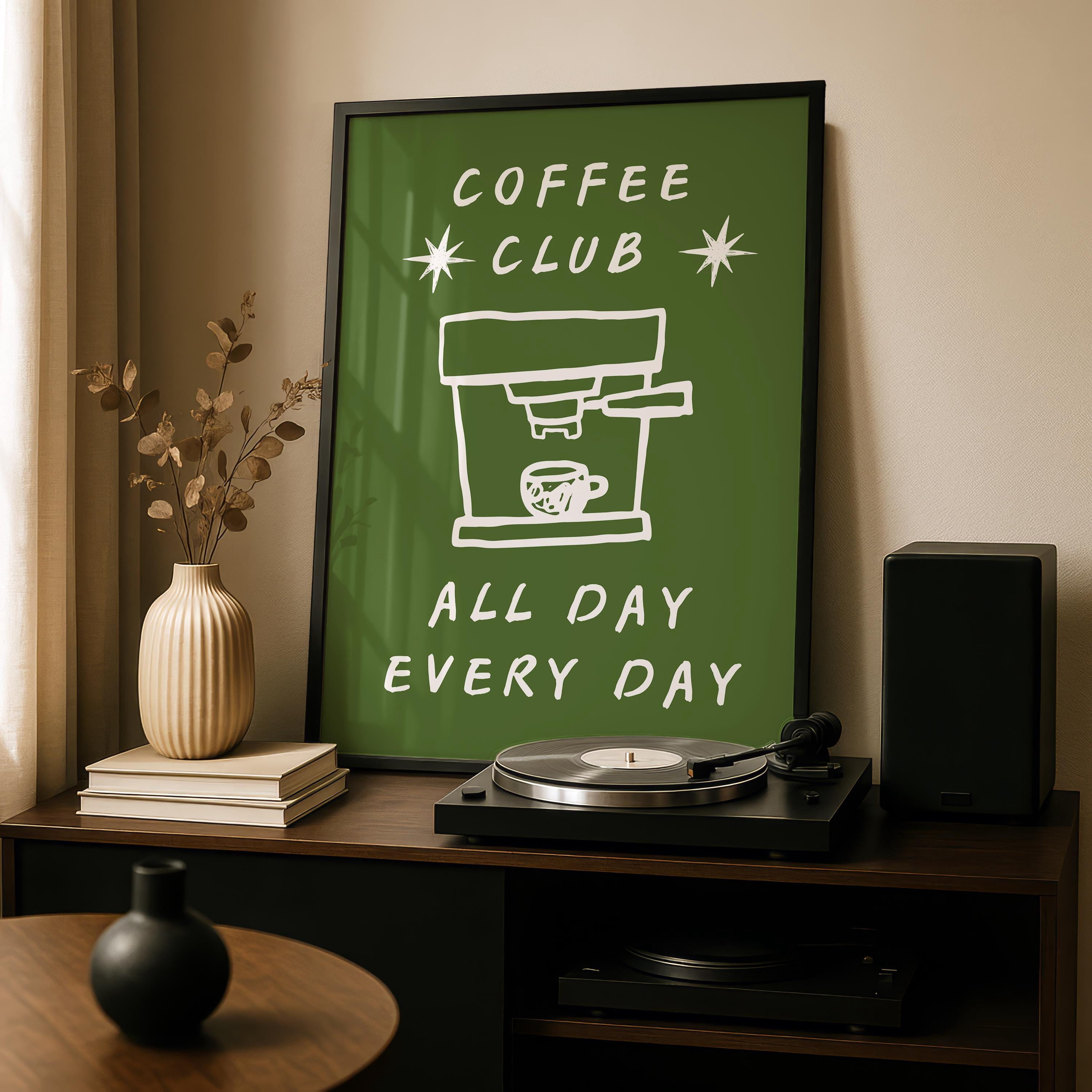 Coffee Club Kitchen Print Green Kitchen Poster Kitchen Wall Art ...