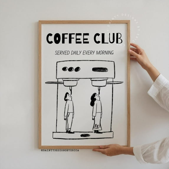 Coffee Club Modern Coffee Bar Art, Unframed Paper Print Size 16x24 ...