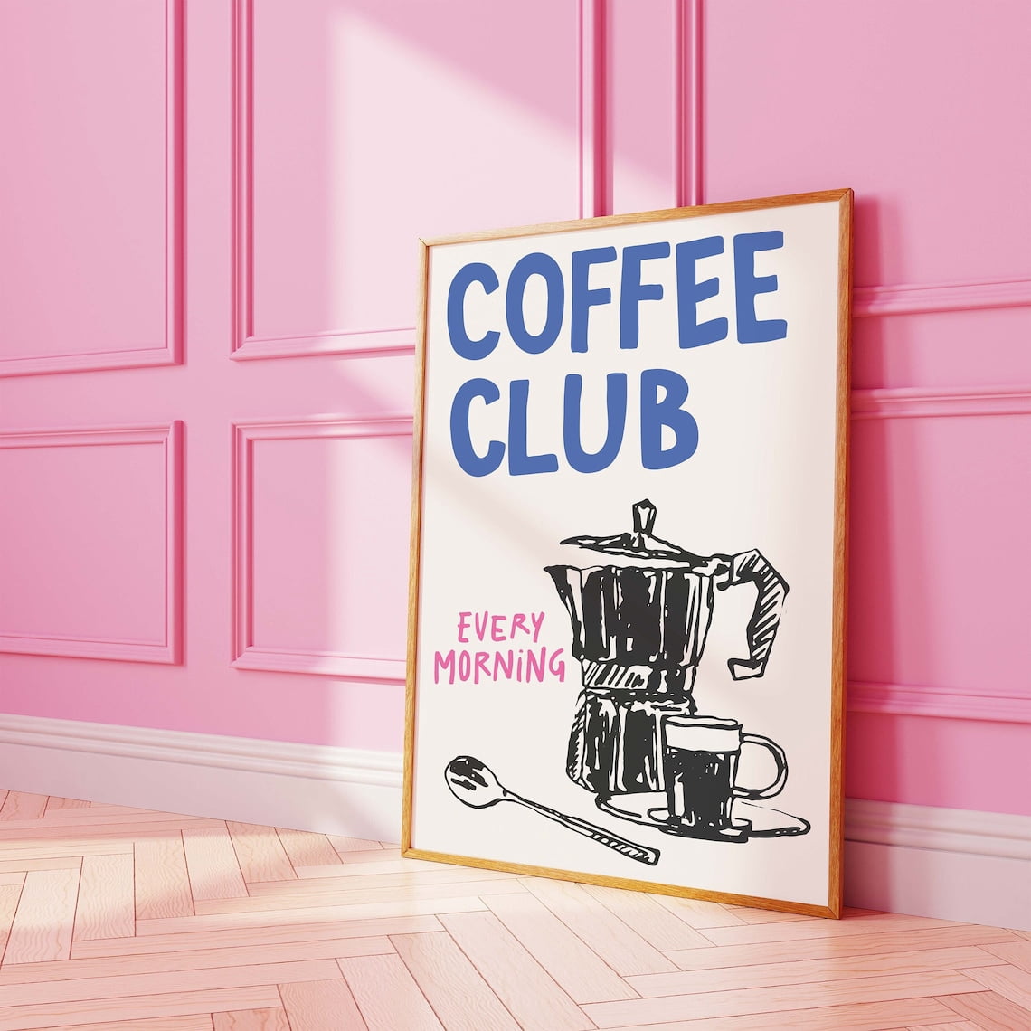 Coffee Club Poster Cute Bar Decor Trendy Kitchen Espresso Wall Art ...
