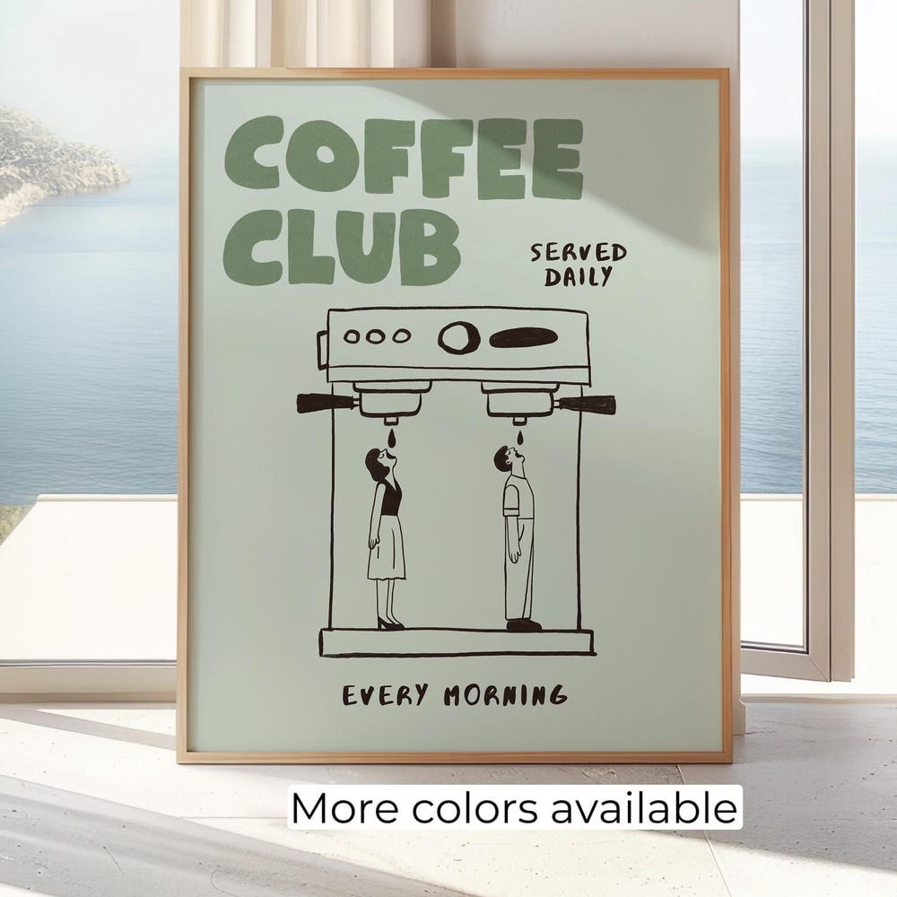 Coffee Club Retro Kitchen Print Fun Kitchen Illustration Trendy Kitchen ...