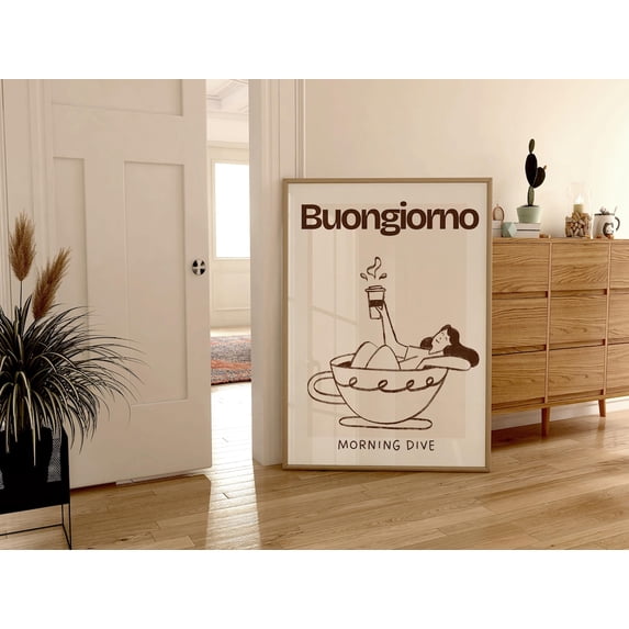 Coffee Club Wall Art Retro Coffee Cart Style Decor, Stretched Canvas ...