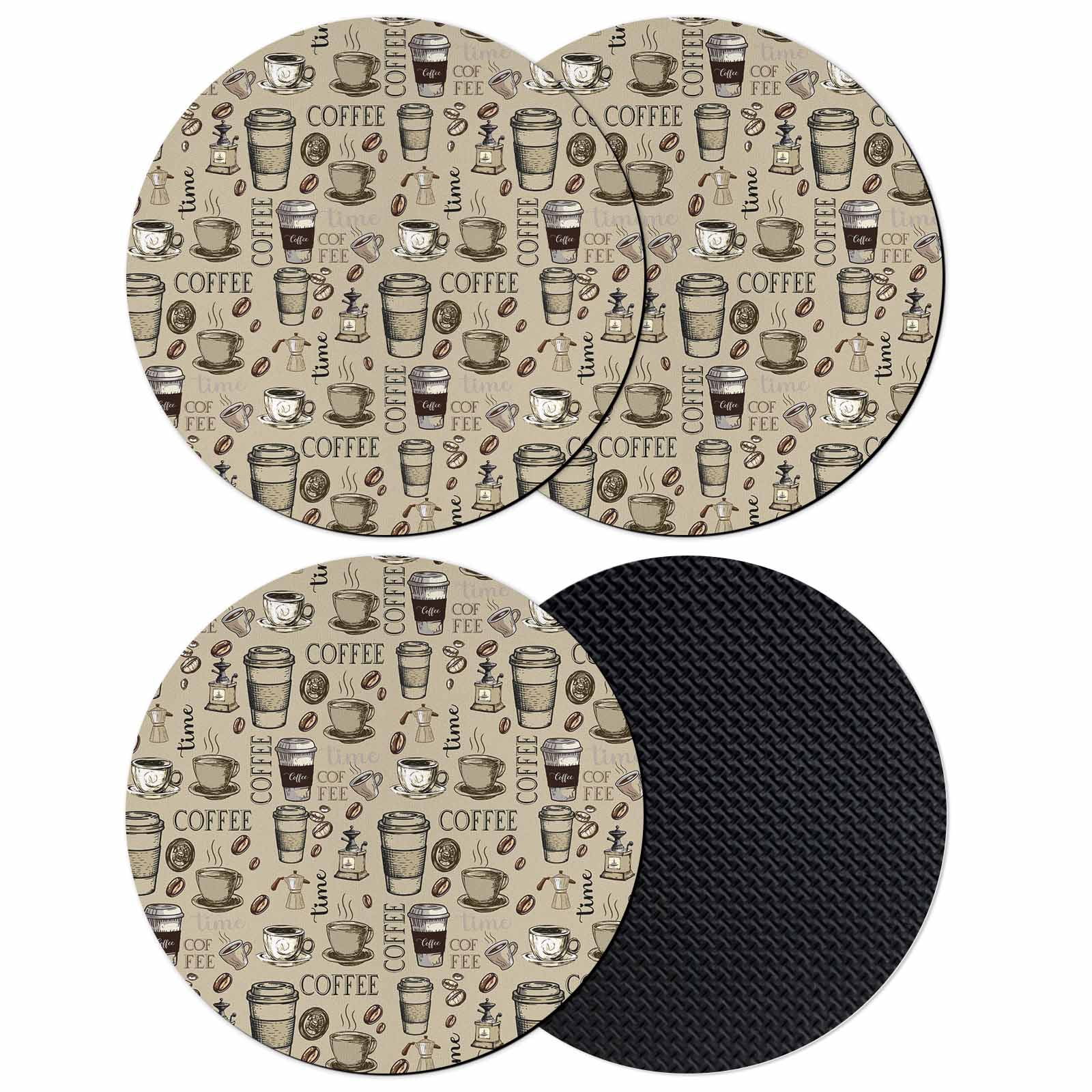 Coffee Coasters Set of 4, Absorbent Coasters for Drinks, Khaki ...