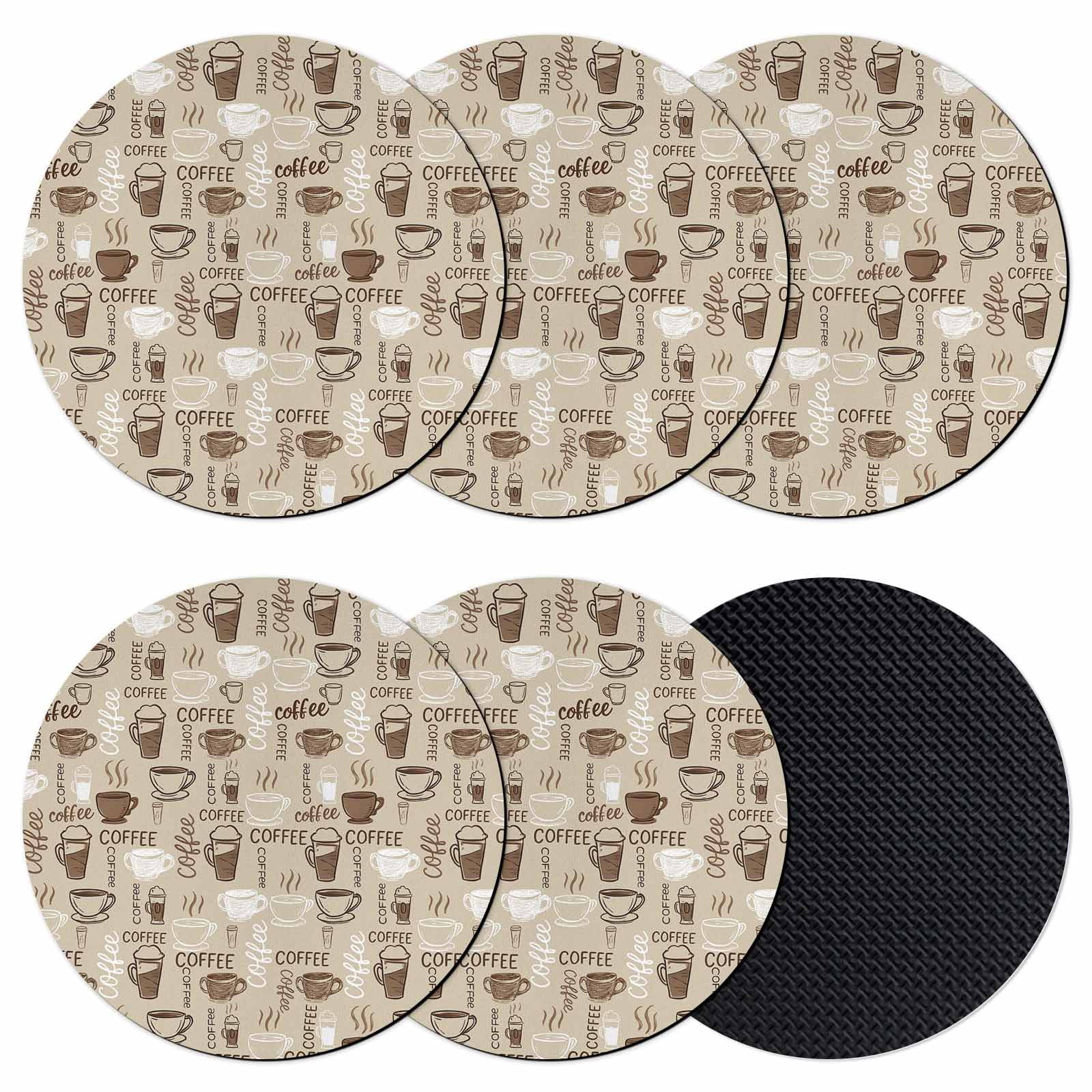 Coffee Coasters Set of 6, Absorbent Coasters for Drinks, Beige ...