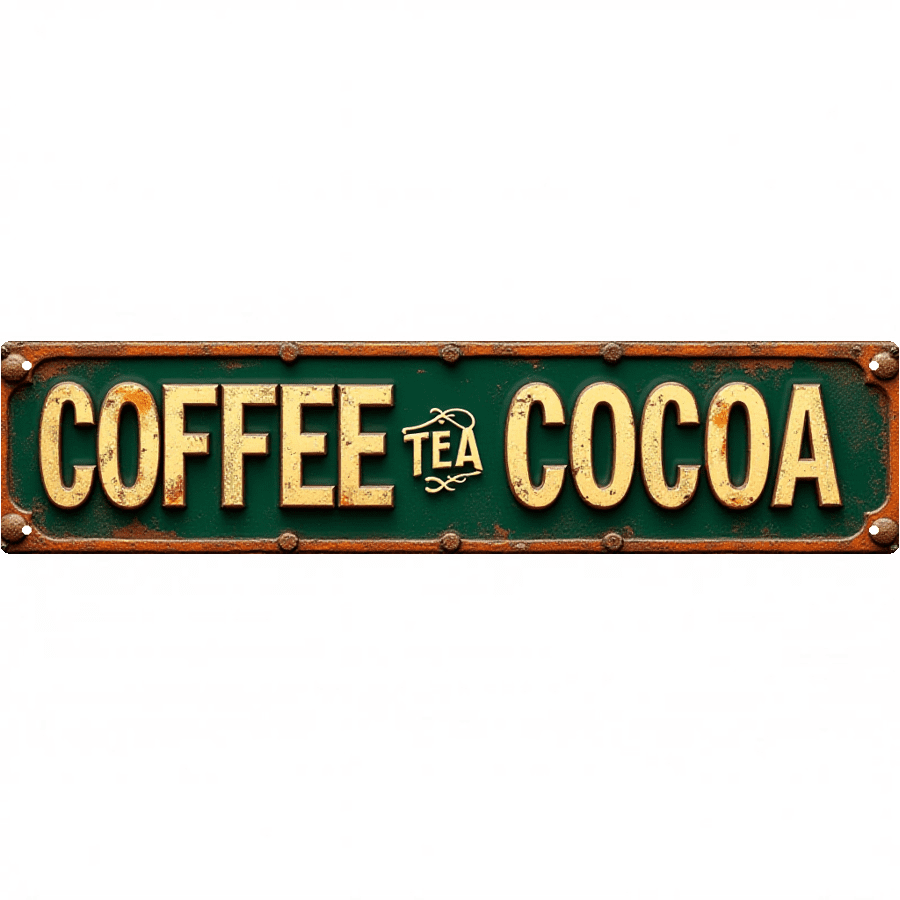 Coffee Cocoa Tin Signs 16*4 Inches "Coffee & Cocoa" Kitchen, Living ...