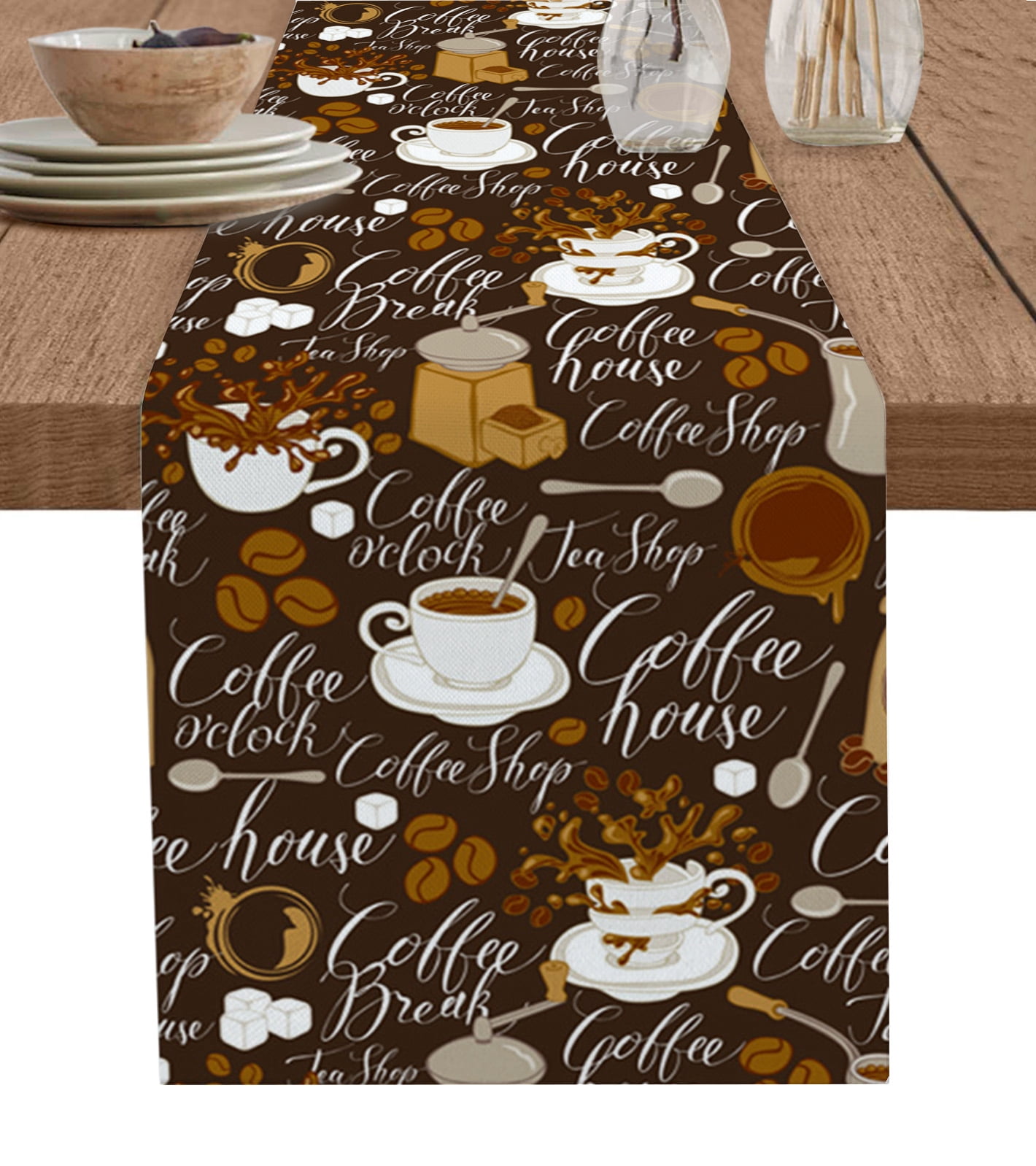 Coffee Coffee Beans Coffee Cup Table Runners Wedding Table ration for ...
