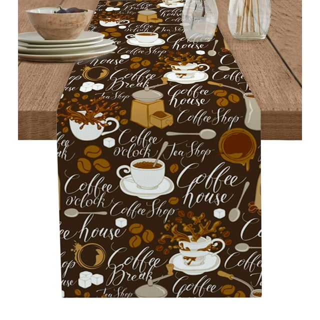 Coffee Coffee Beans Coffee Cup Table Runners Wedding Table ration for ...